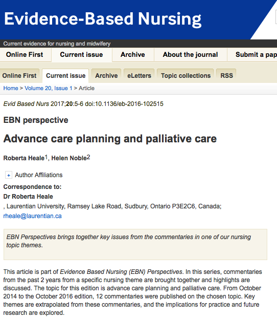 2016 @ EBN - Evidence-Based Nursing blog