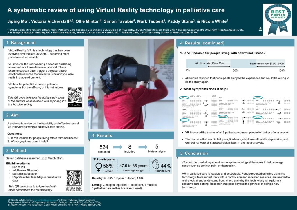 Virtual reality technology in palliative care – Winner of best poster ...